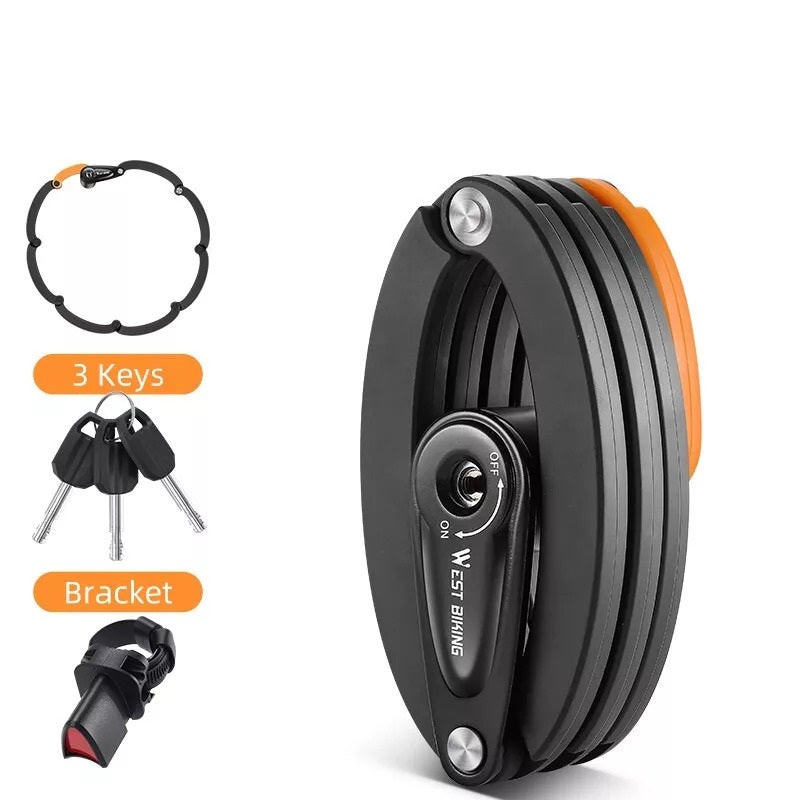 Bicycle Folding Lock Anti-Theft Bike Chain Portable Lock by West Bikin ...
