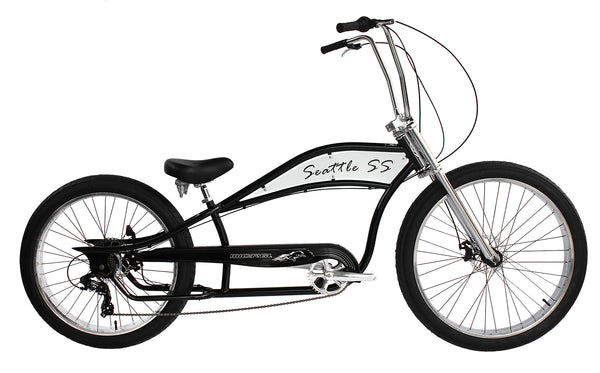 Micargi Seattle SS Black 26-inch Stretch Cruiser Bike |All Around E-Bikes